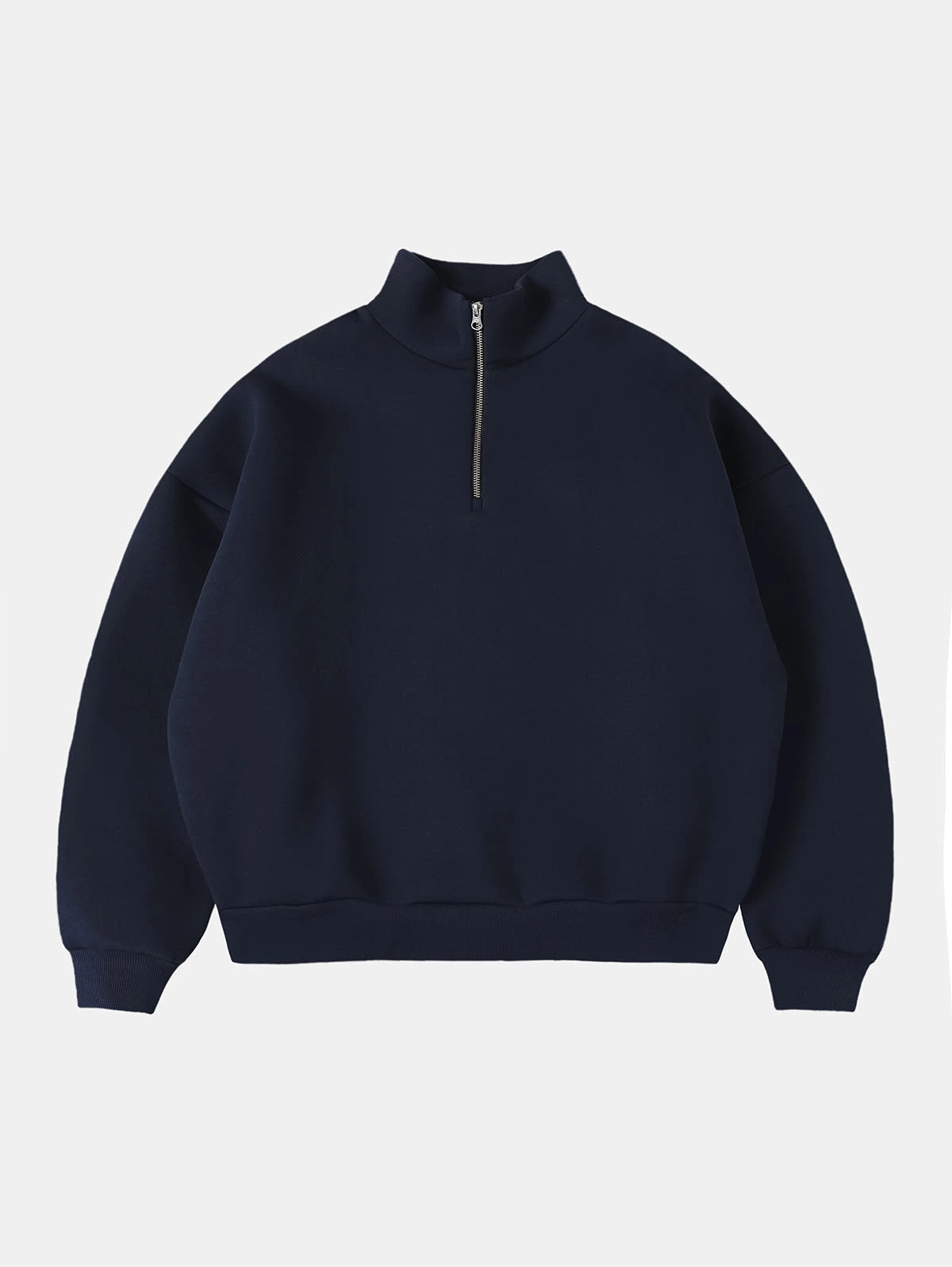 630 GSM BOXY CROPPED FIT QUARTER-ZIP 'NAVY BLUE’ SWEATER – UNION KINGDOM